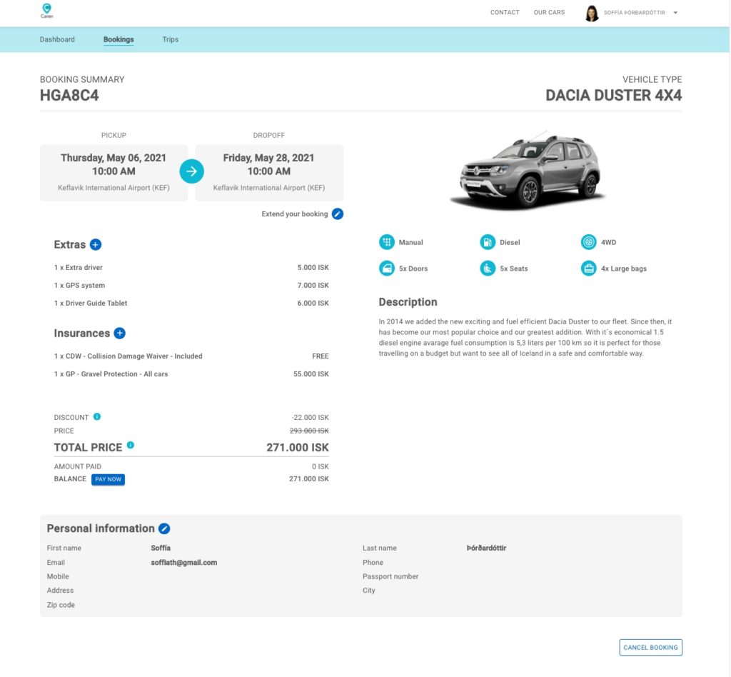 Caren Self Service - Caren - Car Rental Platform